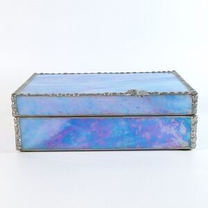 Accents | Handmade Opalescent Blue Stained Glass Keepsake Box | Poshmark